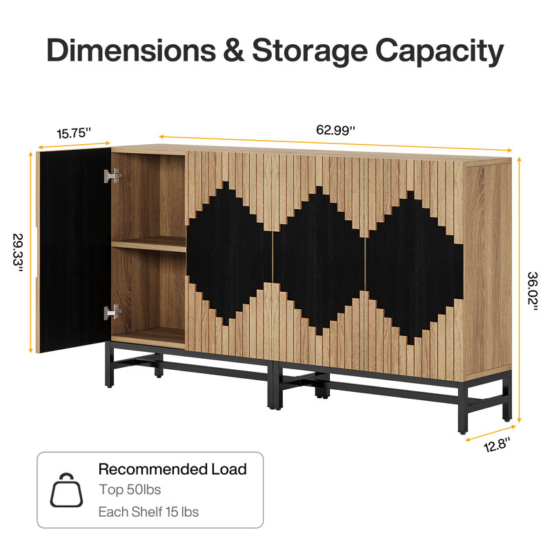 Ebern Designs Farmhouse Sideboard Cabinet with Doors | Wayfair
